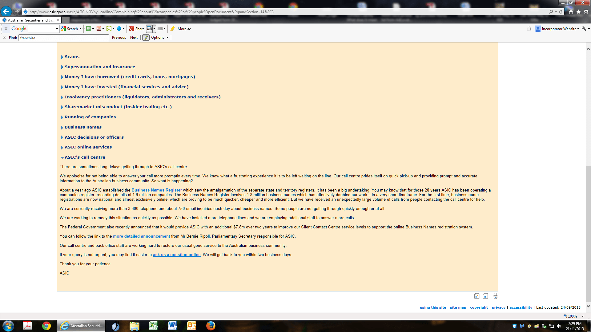 Australian Business Name Registration on A.S.I.C. Register